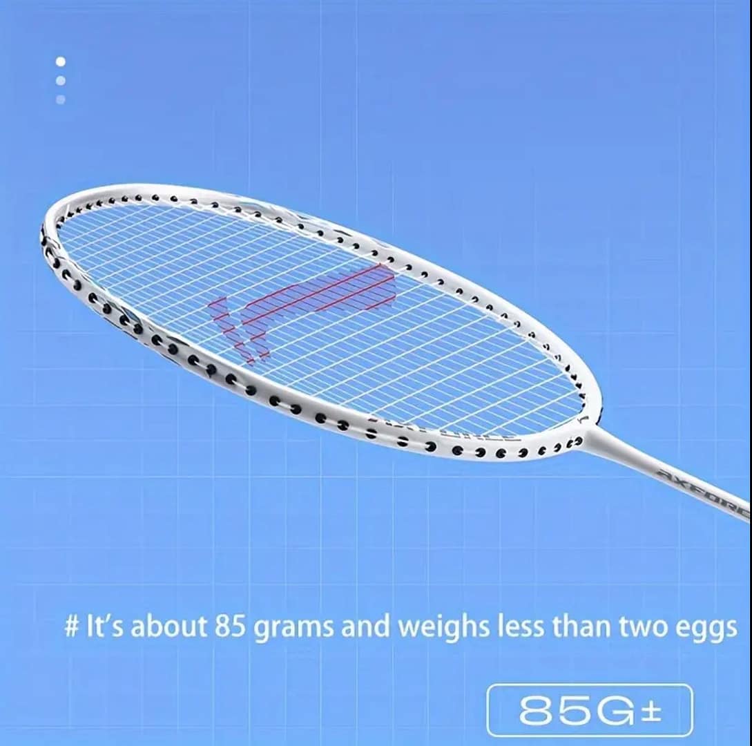Li-Ning AXForce 9 Badminton Racquet - Carbon Fibre - 85g+ (Pearl White ...